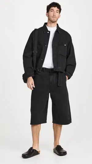 Lemaire 4 Pocket Blouson Jacket In Denim Soft Bleached Blk - 30